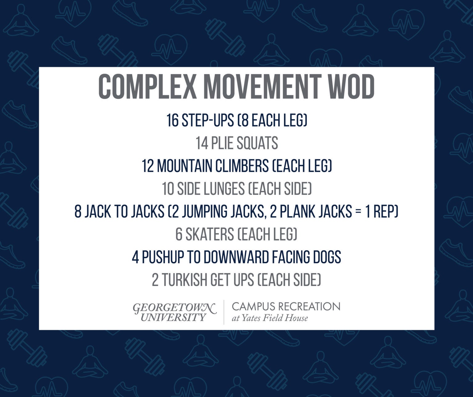 Written Workout of the Day | Recreation | Georgetown University