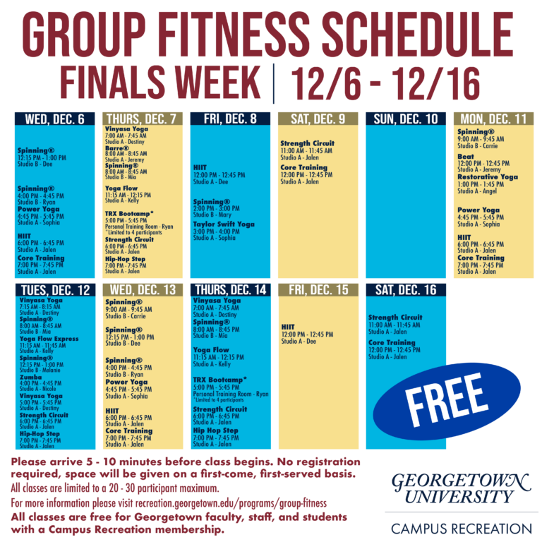 Group Fitness | Recreation | Georgetown University
